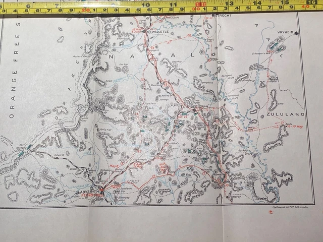 ORIGINAL BOER WAR/BRITISH Army/ Planning Map. BULLER'S ADVANCE THROUGH ...