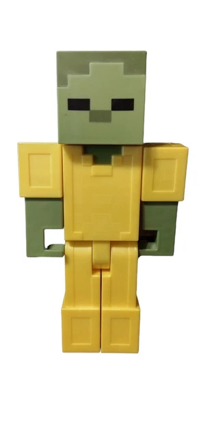 MINECRAFT GOLD ARMORED Zombie 8.5 Inch Pixelated Action Figure Loose No ...