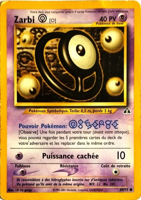 CARTE POKÉMON ZARBI [O] 69/75 Édition 1 Wizards Neo Discovery Français ...