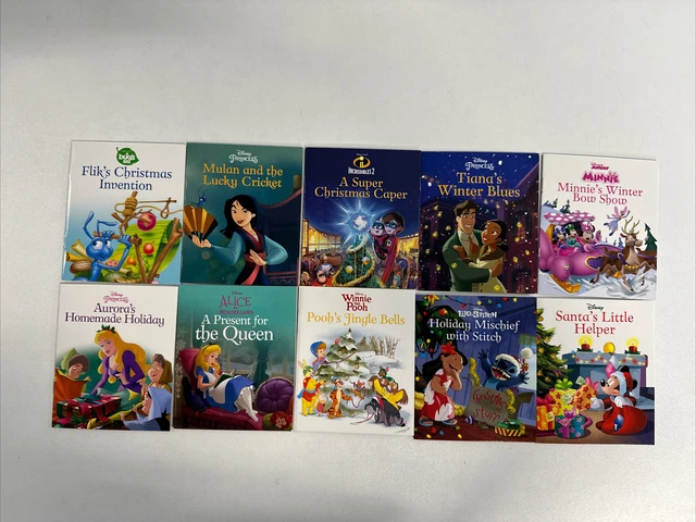 10-PACK DISNEY MINI books 4x4.75" NEW Christmas Bugs Life Mulan Pooh ...