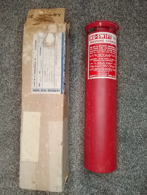 NU SWIFT 1963 FIRE EXTINGUISHER No 83 PRESSURE CHARGE CYLINDER IN ...