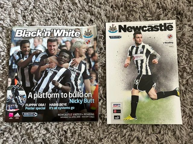 NEWCASTLE UNITED V Reading Premiership Programmes x2 - 2007/08 & 2012/ ...