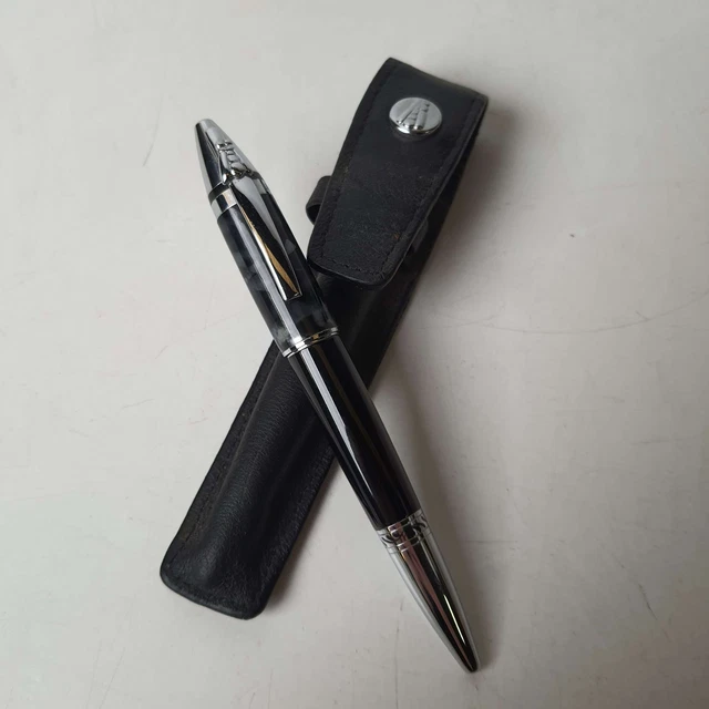 STYLO À BILLE Laguiole Noir Marbré avec Étui en Cuir – Collectionneur ...
