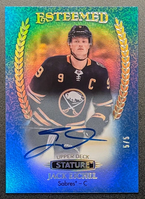 JACK EICHEL 2019-20 Upper Deck Stature #E-7 Esteemed Blue Parallel Auto ...