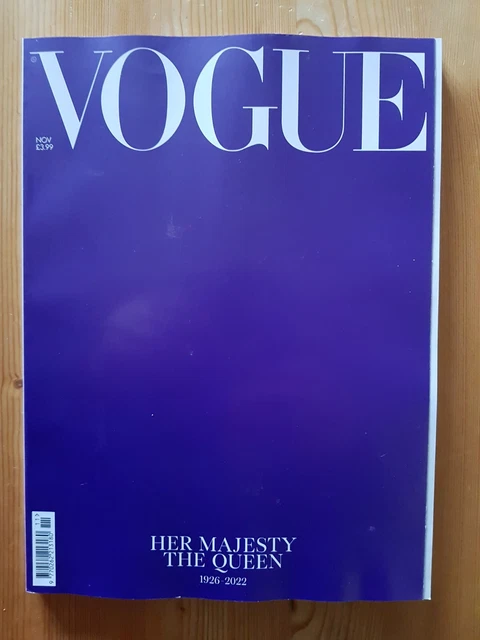 UK VOGUE MAGAZINE November 2022 Queen Elizabeth II Royal Purple Cover ...