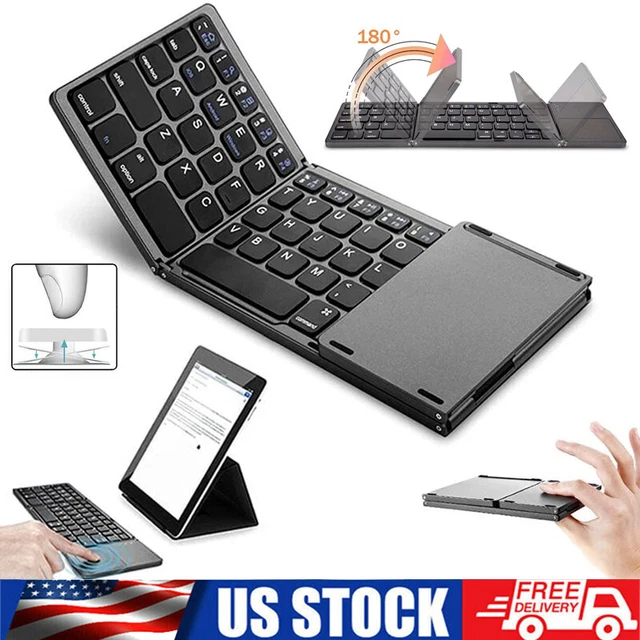 PORTABLE FOLDABLE WIRELESS Keyboard with Integrated Touchpad Perfect ...