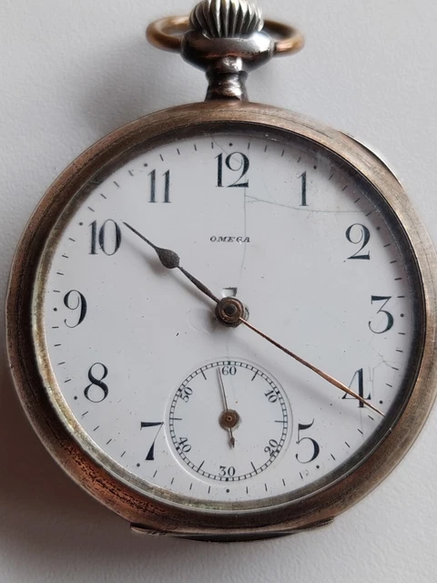 OMEGA SWISS MADE Taschenuhr 800er Silber alt antik mechanisch ...