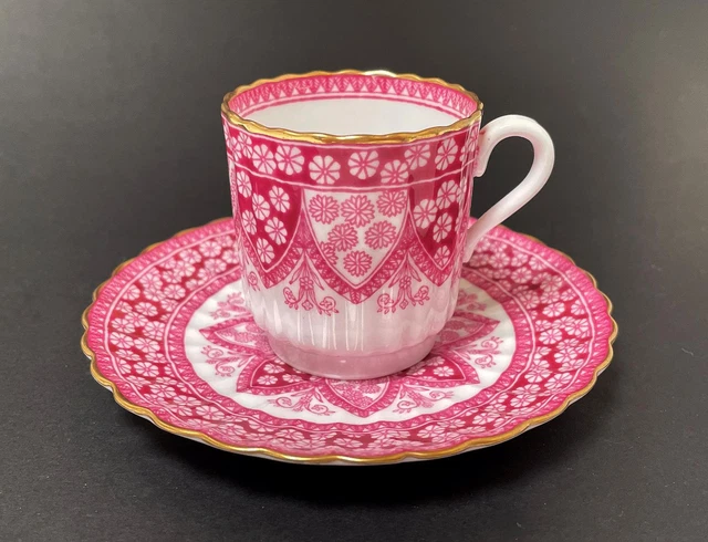 ANTIQUE SPODE COPELAND Primrose Pink Demistasse Cup & Saucer English ...