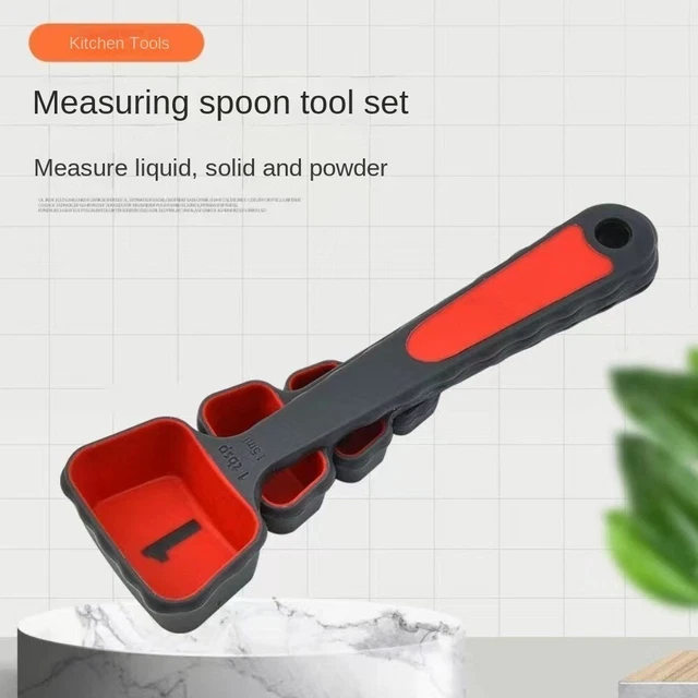 RED MEASURING SPOONS Set Baking Utensils New Stackable Tablespoons ...