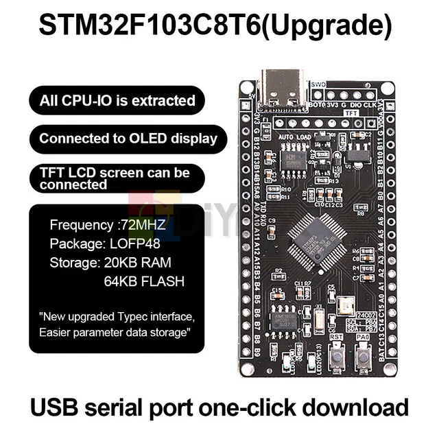 MICRO USB/TYPE-C STM32F103C8T6 Core Board STM32 System Board Upgrade ...