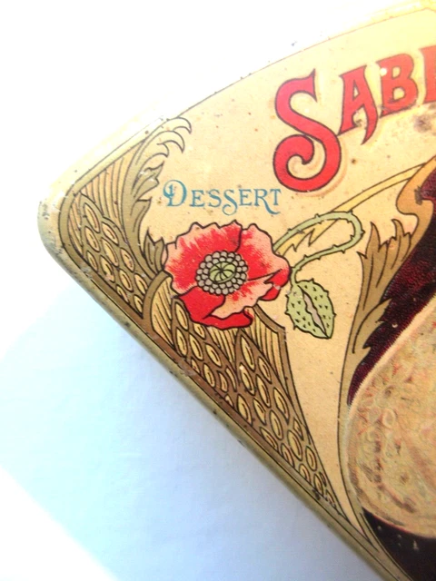 BOITE ÉVENTAIL PUBLICITAIRE vers 1900, tôle lithographiée: Sablés de ...