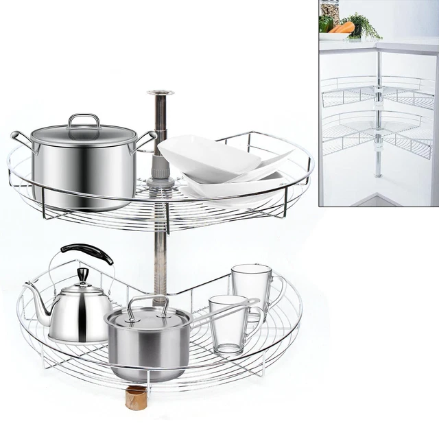 790MM KITCHEN PANTRY CORNER ROTATING CAROUSEL REVOLVING MENTAL BASKET ...