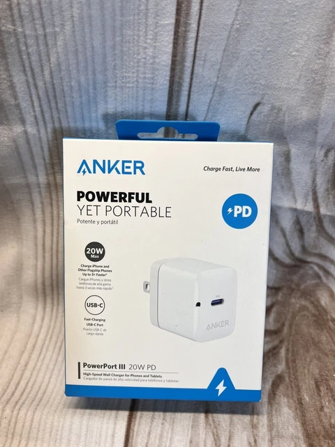 ANKER POWERPORT III 20W USB-C PD Power Delivery Wall Charger - White ...