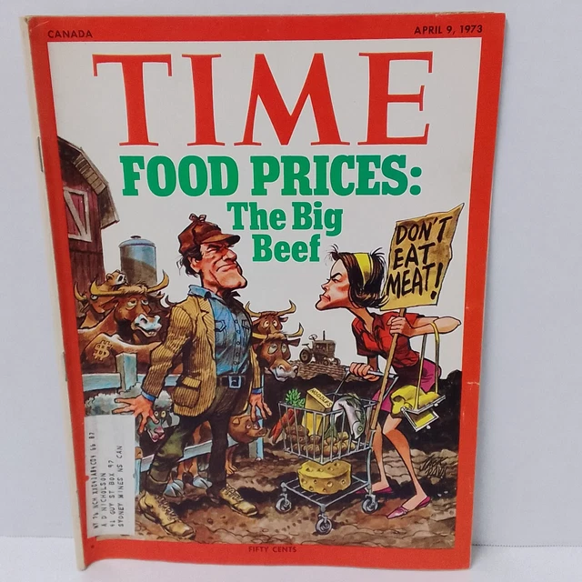 VTG TIME MAGAZINE April 9 1973 Food Prices: Big Beef / Meat Political ...