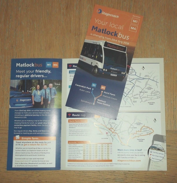 STAGECOACH ROUTES M1 & M4 local buses in Matlock timetable leaflet July ...