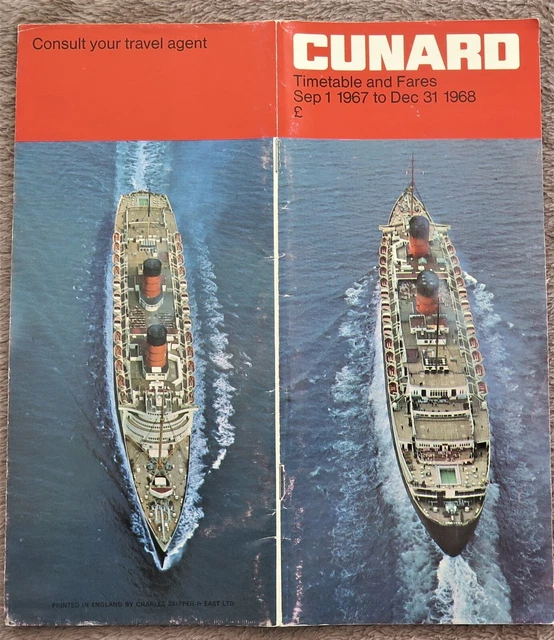 BOOKLET CUNARD QUEEN Mary/Queen Elizabeth timetable and fares 1967 EUR ...