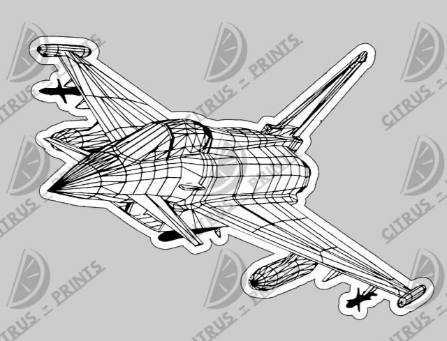 EURO FIGHTER JET Military Aircraft Sticker Indoor/Outdoor Line Drawing ...