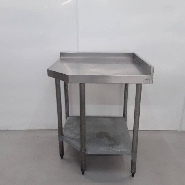 STAINLESS STEEL CORNER Table Kitchen with Shelf 80cm Wide Commercial ...