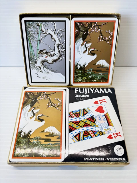 RARE VINTAGE PIATNIK Austria Double Deck Bridge Cards JAPAN Mt Fuji ...