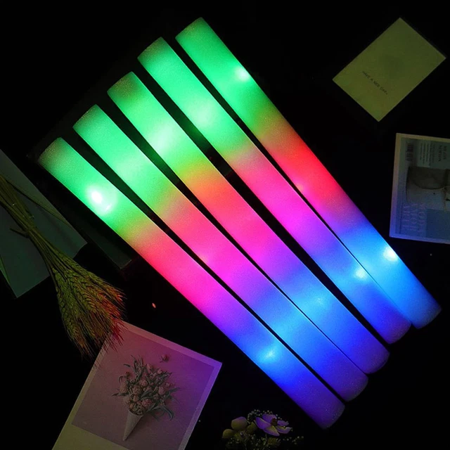 LIGHT UP CHEER Tube Glow Sticks RGB LED Colorful Flashing LED Foam ...