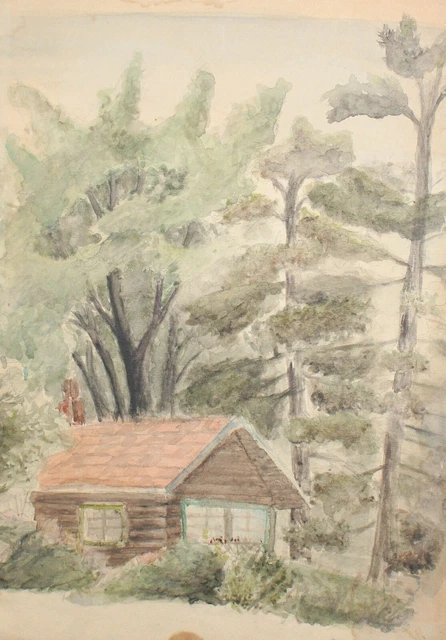 TABLEAU ANCIEN AQUARELLE impressionniste paysage maison forêt EUR 71,84 - PicClick FR
