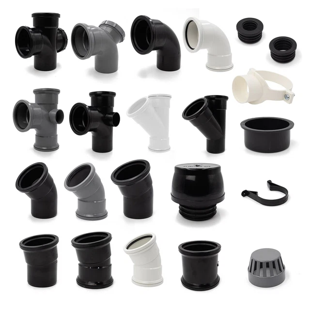110MM PUSHFIT SOIL Pipe Fittings, Bend Coupler Vent Strap Black Grey ...