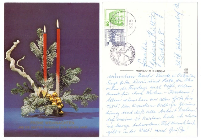 127105 - KERZEN - Weihnachten/Neujahr - AK, gelaufen Hameln 23.12.1983 ...