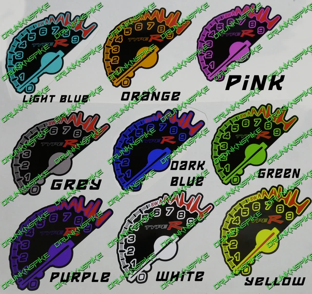 HONDA CIVIC TYPE R EP3 Rev Counter V-TEC Cross Over Sticker 9 Colours ...