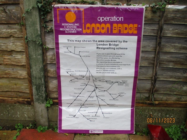 LARGE ORIGINAL SIGNALLING Poster, BR (Southern) 'Operation London ...