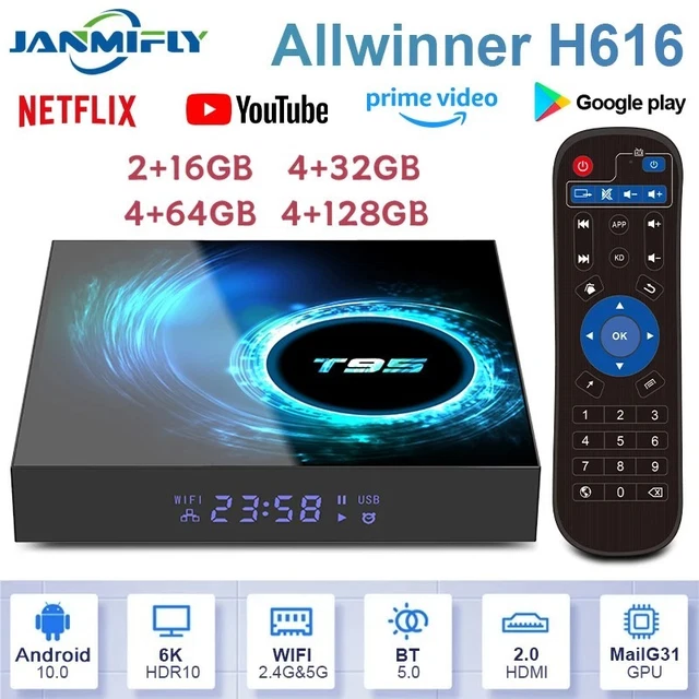 T95 ANDROID 10.0 Smart TV BOX Quad Core 16/32/64G UHD 6K WiFi 5G BT ...