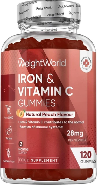 IRON, VITAMIN C - 120 Gummies x2 - Immune Support - Healthy skin & hair ...