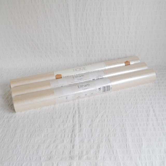 LAURA ASHLEY ELTHAM Cream Wallpaper New Solid Pearlescent ONE ROLL ...