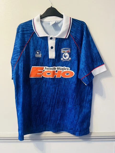 CARDIFF CITY FOOTBALL Shirt 1993-4 Home Kit Vintage Collectible Size 40 ...