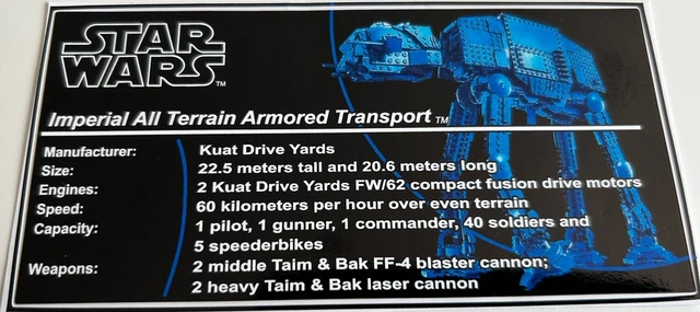 LEGO STAR WARS UCS Style Sticker for 75288 AT-AT Armored Transport £8. ...