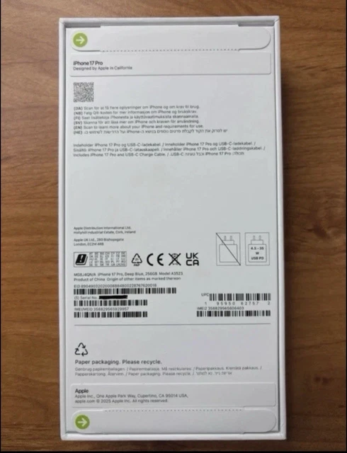 APPLE IPHONE 17 Pro Deep Blue, 256GB, 5G, Unlocked, New £873.70 ...