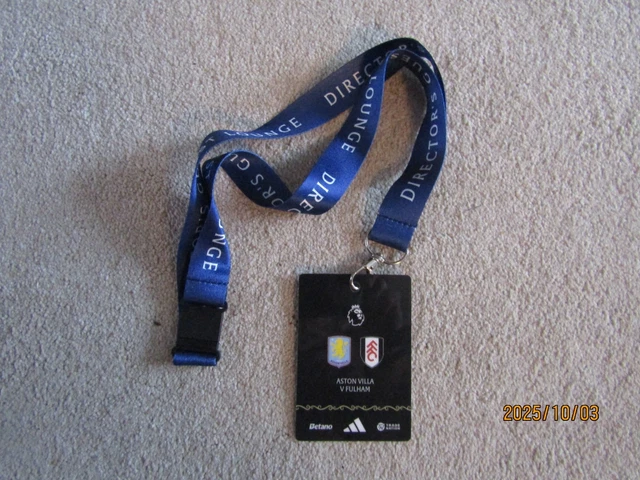 ASTON VILLA V FULHAM Sun 28 September 2025 (OFFICIAL CLUB HOSPITALITY ...