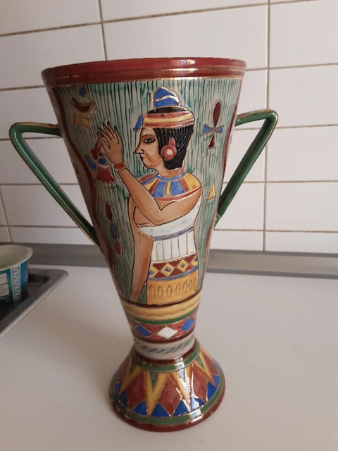 MERAVIGLIOSO VASO A.VOLPI DERUTA Tema egizi Vintage Anni 60 EUR 47,00 ...