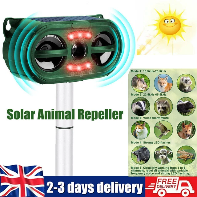 ULTRASONIC CAT DOG Fox Pest Motion Sensor Repeller Scarer Deterrent ...