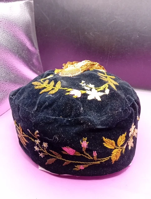 ANTIQUE VICTORIAN VINTAGE Smoking Hat Fez Cap Tassel Velvet Hand ...