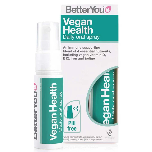 BETTER YOU VEGAN Health Daily Oral Spray 25ml - Vitamin D, B12, Iron ...
