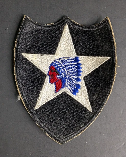 WW2 US ARMY Military 2nd Infantry Division White Back Patch Indian Head ...