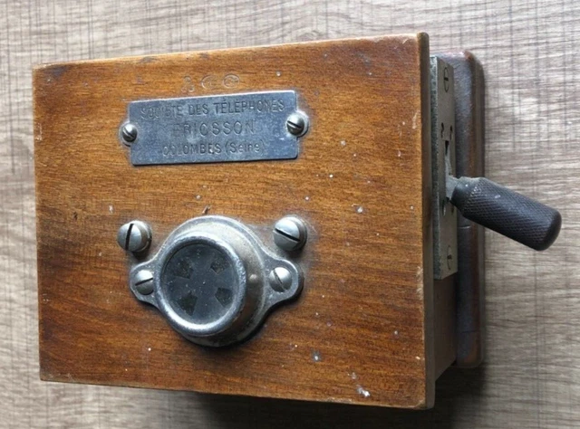 ANCIEN BOÎTIER TÉLÉPHONIQUE Ericsson bois Vintage Téléphone Colombes ...