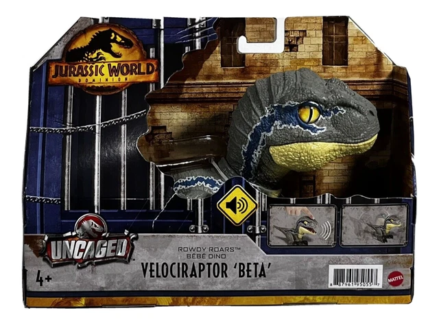 JURASSIC WORLD DOMINION Uncaged Rowdy Roars Velociraptor Blue Baby Beta ...