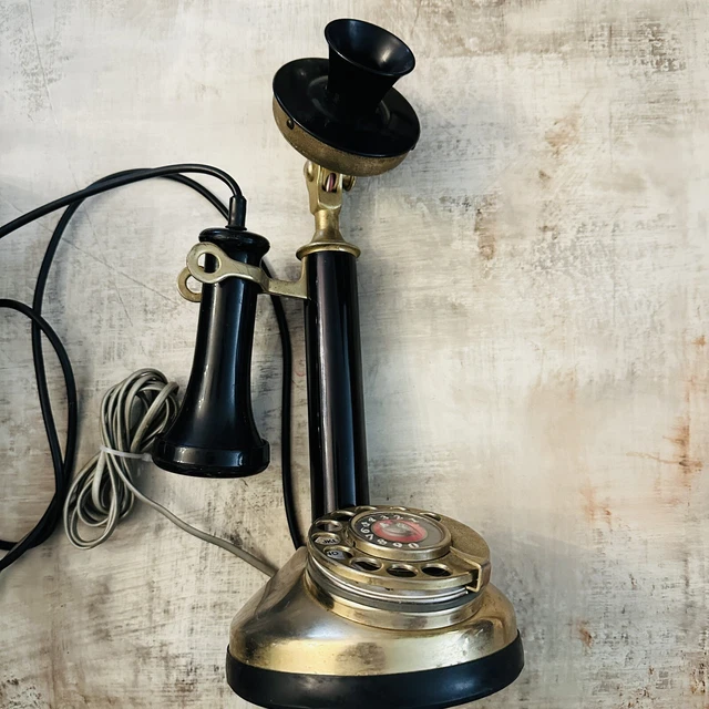 VINTAGE RADIO SHACK Bonnie & Clyde Candlestick Rotary Dial Phone 43-321 ...