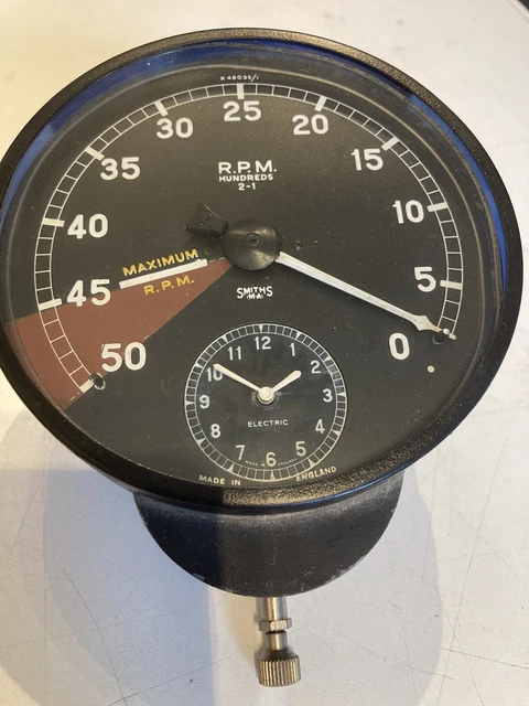 JAGUAR MK IV Smiths Rev Counter with Inset Clock Calibrated with ...