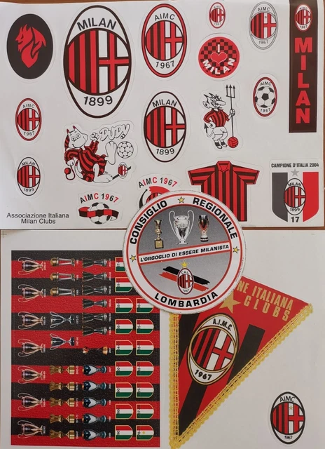 SET 2 FOGLI ADESIVI STICKERS AC MILAN VARI-AIMC vari + Cons. Reg ...