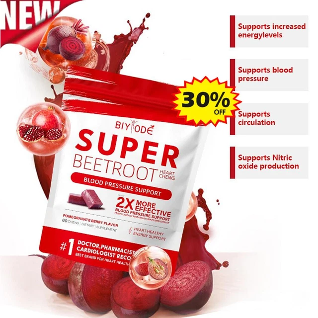 TOTAL BEETS CHEWS Blood Pressure Support 90pcs Beetroot Soft Chews H3K9 ...