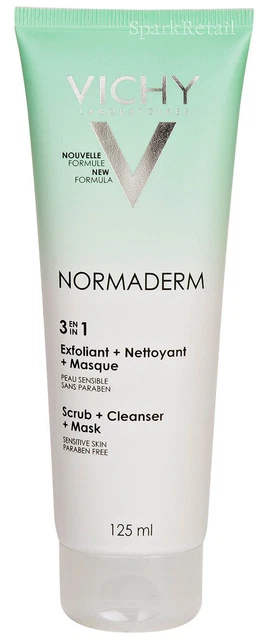 VICHY NORMADERM 3 in 1 Scrub + Cleanser + Mask 125ml Polish/Face Wash ...
