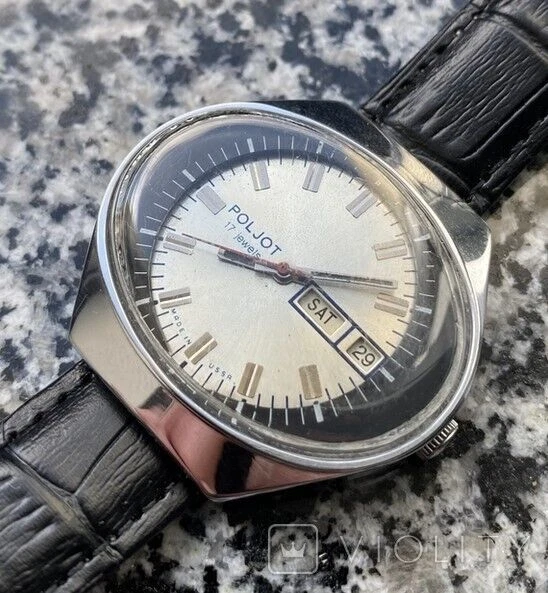 MONTRE VINTAGE SOVIÉTIQUE POLJOT Stade Calendar Montre Homme Mécanique ...