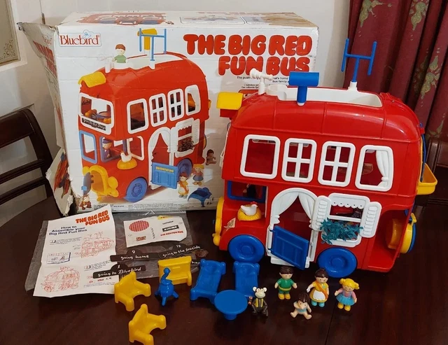 BLUEBIRD THE BIG Red Fun Bus Toy, 1990's. In box. Pre loved. Complete ...